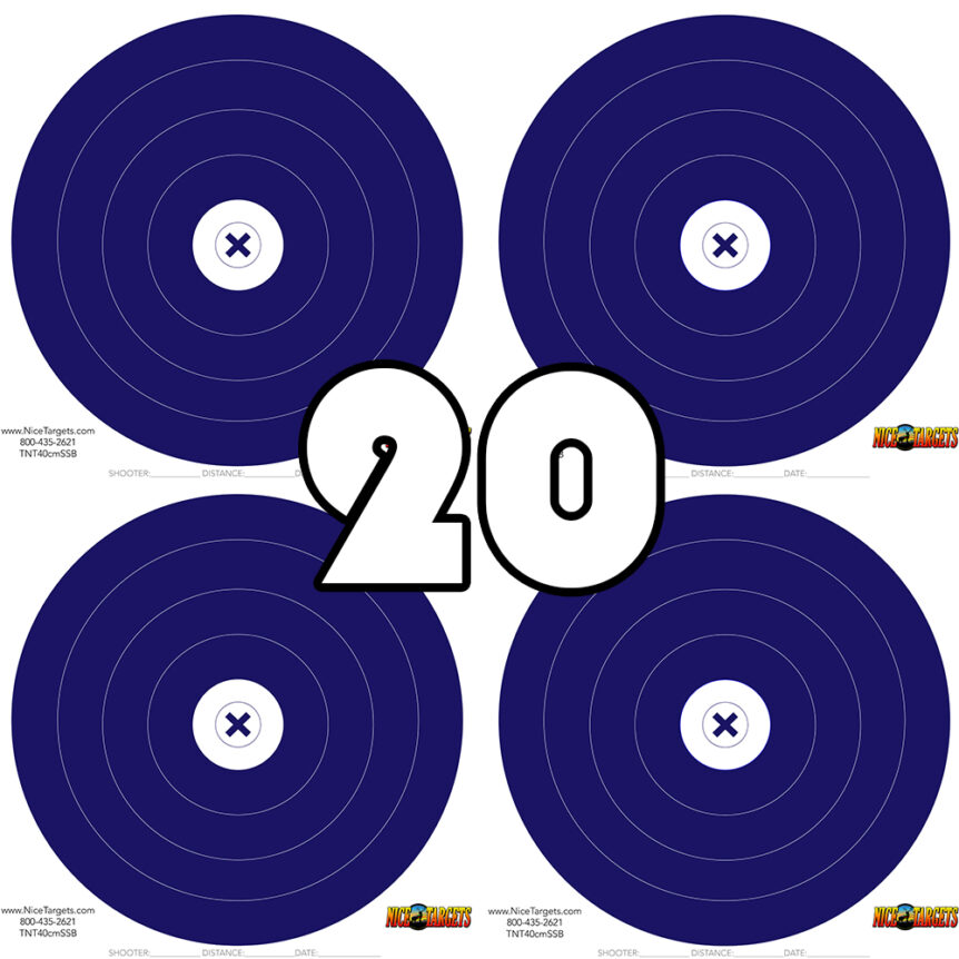 NiceTargets 40cm Single Spot Blue Value Pack (20 Targets) | NiceTargets