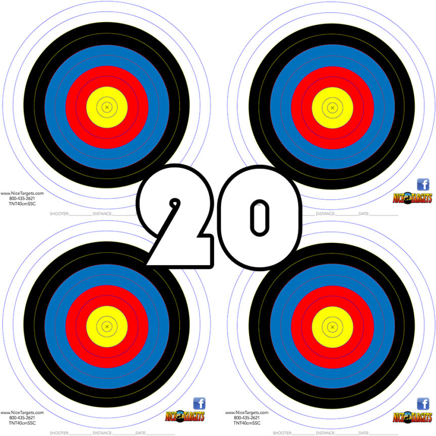 NiceTargets 40cm Single Spot Color Value Pack (20 Targets) | NiceTargets